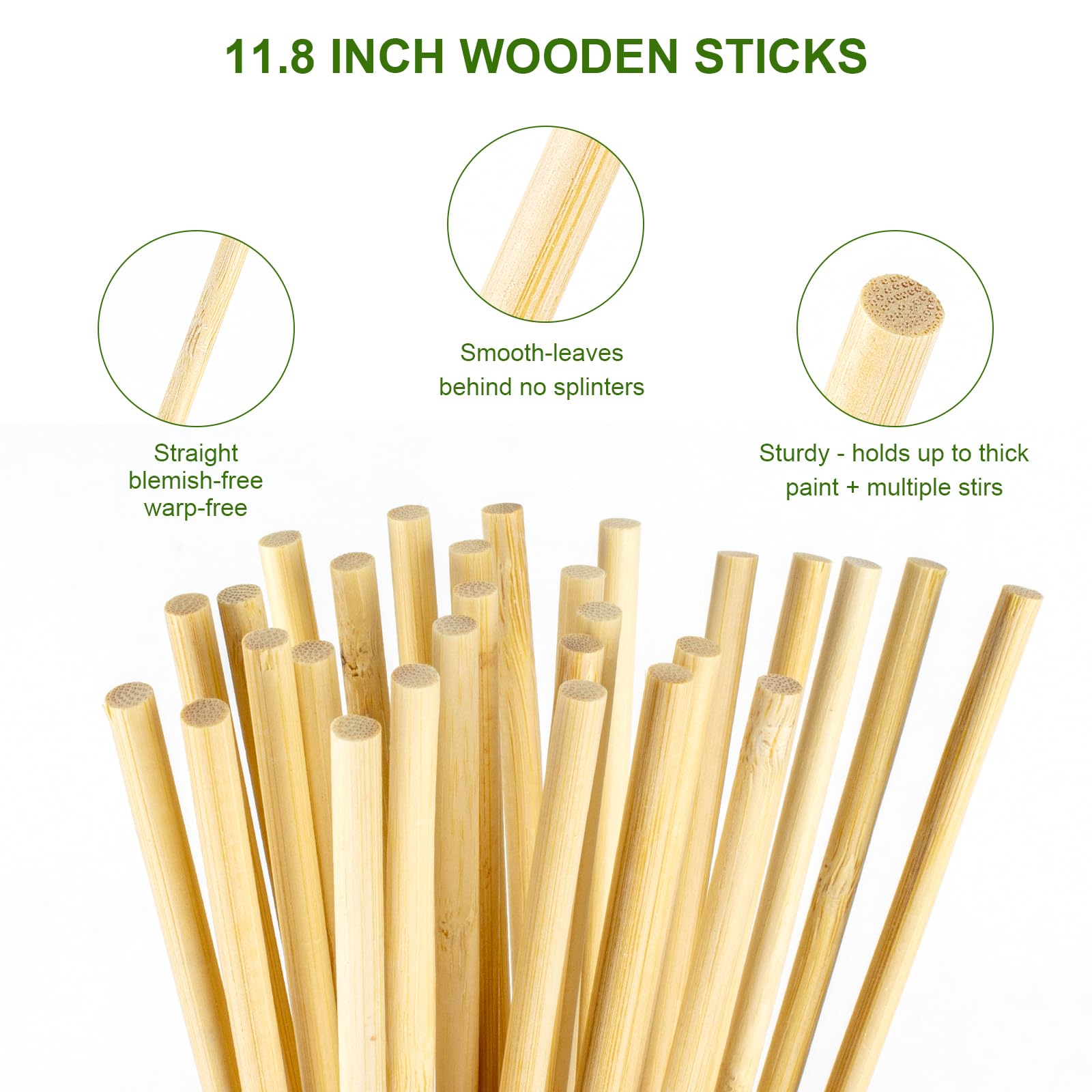 120PCS Wooden Dowel Rods, 1/4 x 8 Inch Round Unfinished Bamboo Dowel Rods, Wood Crafts Sticks Doweling Rods for Crafts and DIYers Arts Projects