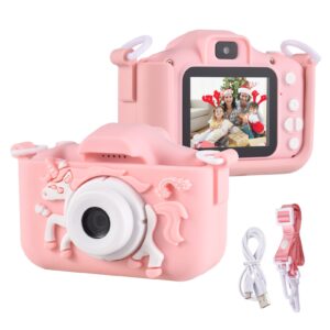 xixian mini cartoon kids digital camera 1080p digital video camera for kids dual lens 2.0 inch ips screen built-in battery cute photo frames interesting games with neck strap birthday f