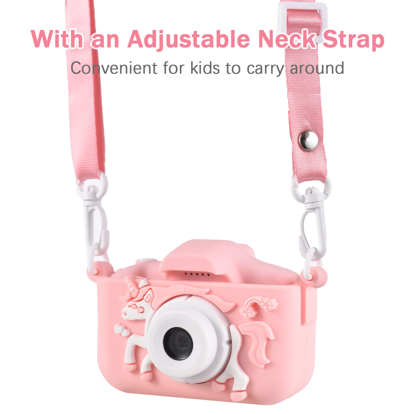 XIXIAN Mini Cartoon Kids Digital Camera 1080P Digital Video Camera for Kids Dual Lens 2.0 Inch IPS Screen Built-in Battery Cute Photo Frames Interesting Games with Neck Strap Birthday f