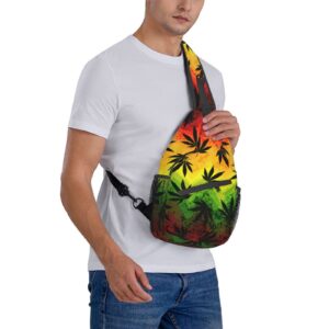 JSHXJBWR Marijuana Leaves Cannabis Plant Unisex Sling Backpack Crossbody Shoulder Bags For Men Women Small Daypacks Chest Bag With Adjustable Strap Hiking Travel Runners Gym Sport Outdoor Cycling