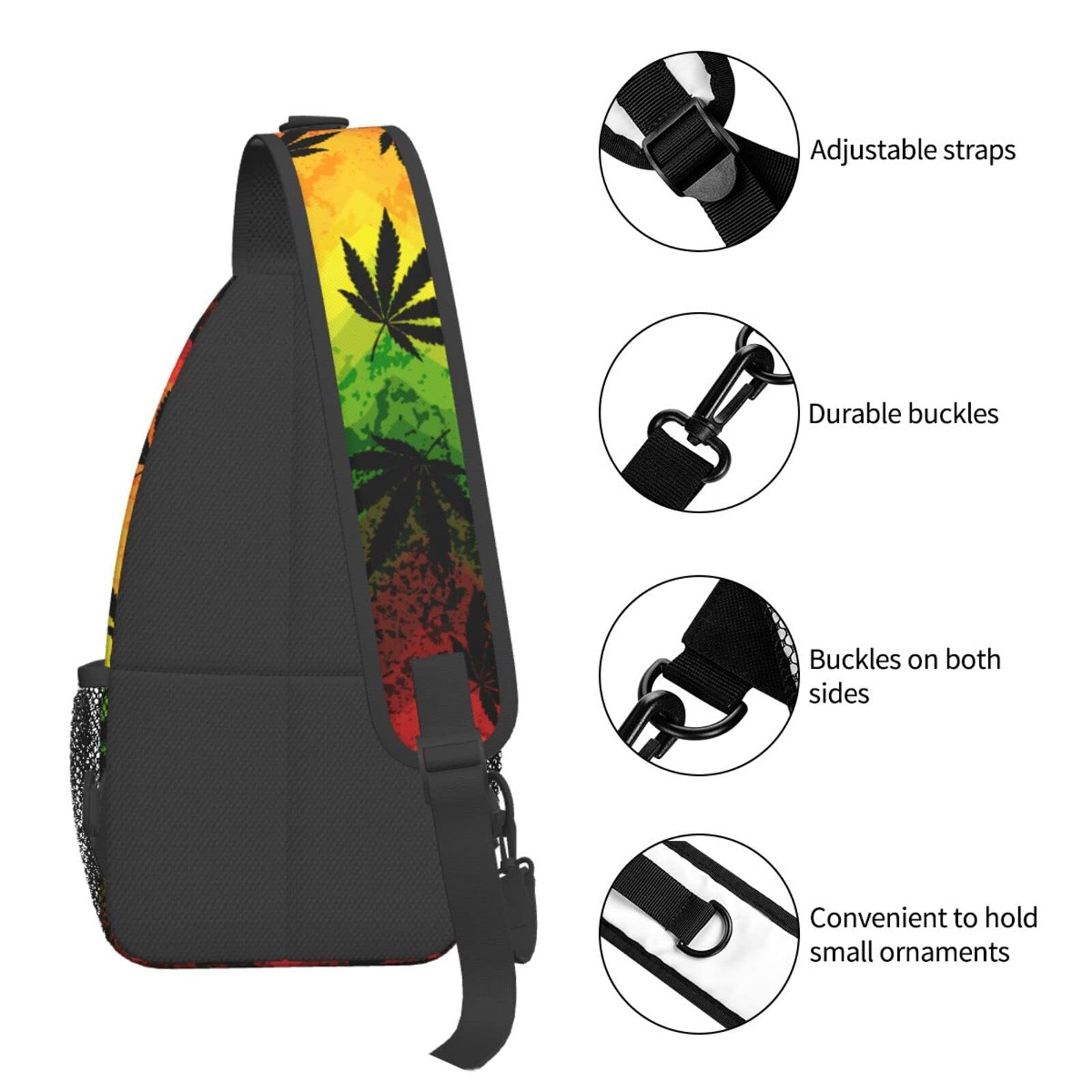 JSHXJBWR Marijuana Leaves Cannabis Plant Unisex Sling Backpack Crossbody Shoulder Bags For Men Women Small Daypacks Chest Bag With Adjustable Strap Hiking Travel Runners Gym Sport Outdoor Cycling