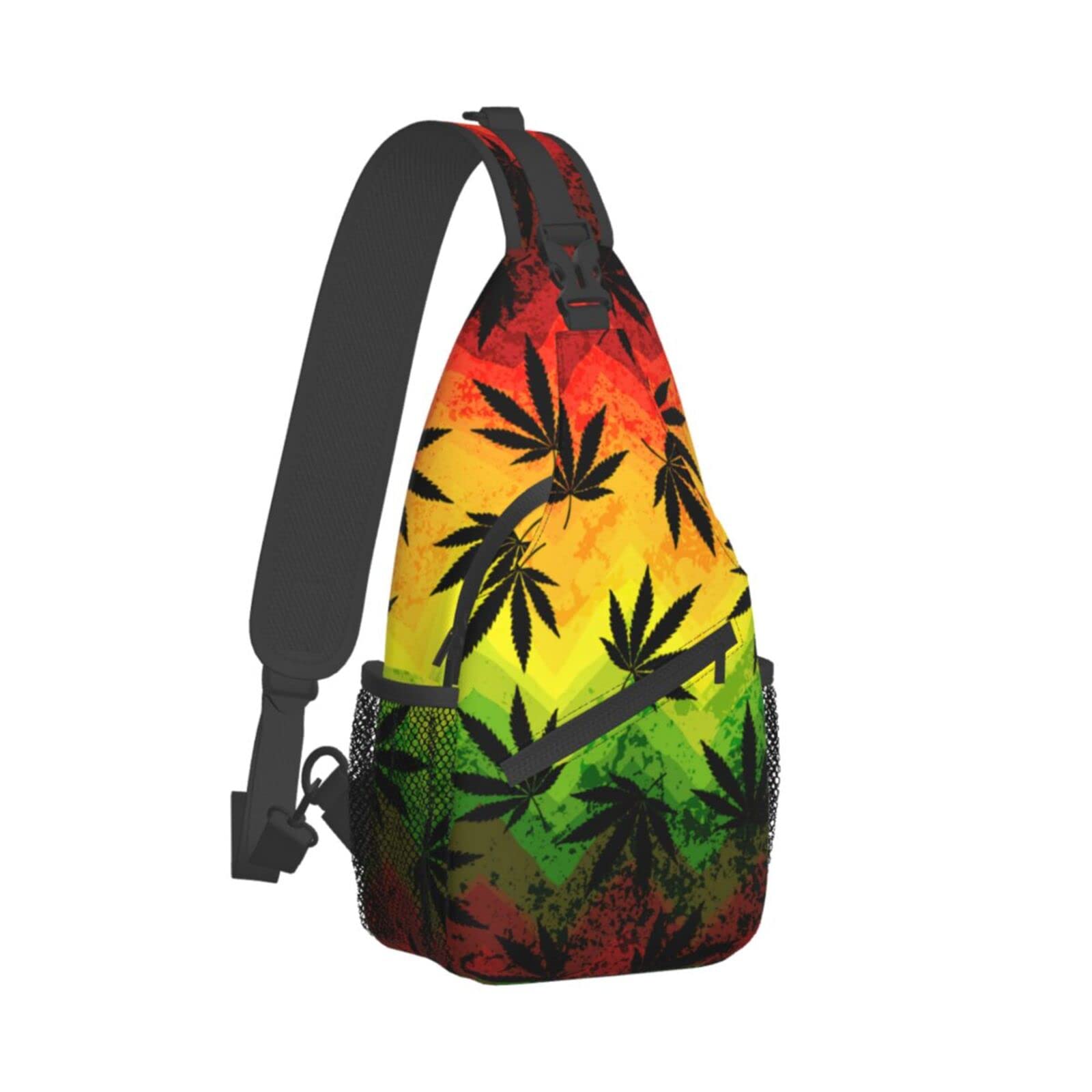 JSHXJBWR Marijuana Leaves Cannabis Plant Unisex Sling Backpack Crossbody Shoulder Bags For Men Women Small Daypacks Chest Bag With Adjustable Strap Hiking Travel Runners Gym Sport Outdoor Cycling