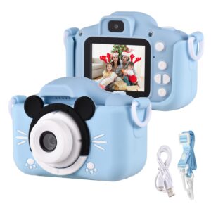 xixian mini cartoon kids digital camera 1080p digital video camera for kids dual lens 2.0 inch ips screen built-in battery cute photo frames interesting games with neck strap birthday f