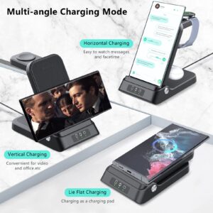 Wireless Charger for Samsung, RAUGEE Foldable 3 in 1 Fast Wireless Charging Station for Samsung Galaxy S24/24+/24 Ultra/S23 Ultra/S23+/S22/Z Fold/Flip 5/4/ Stand for Galaxy Watch 6/5/4/3