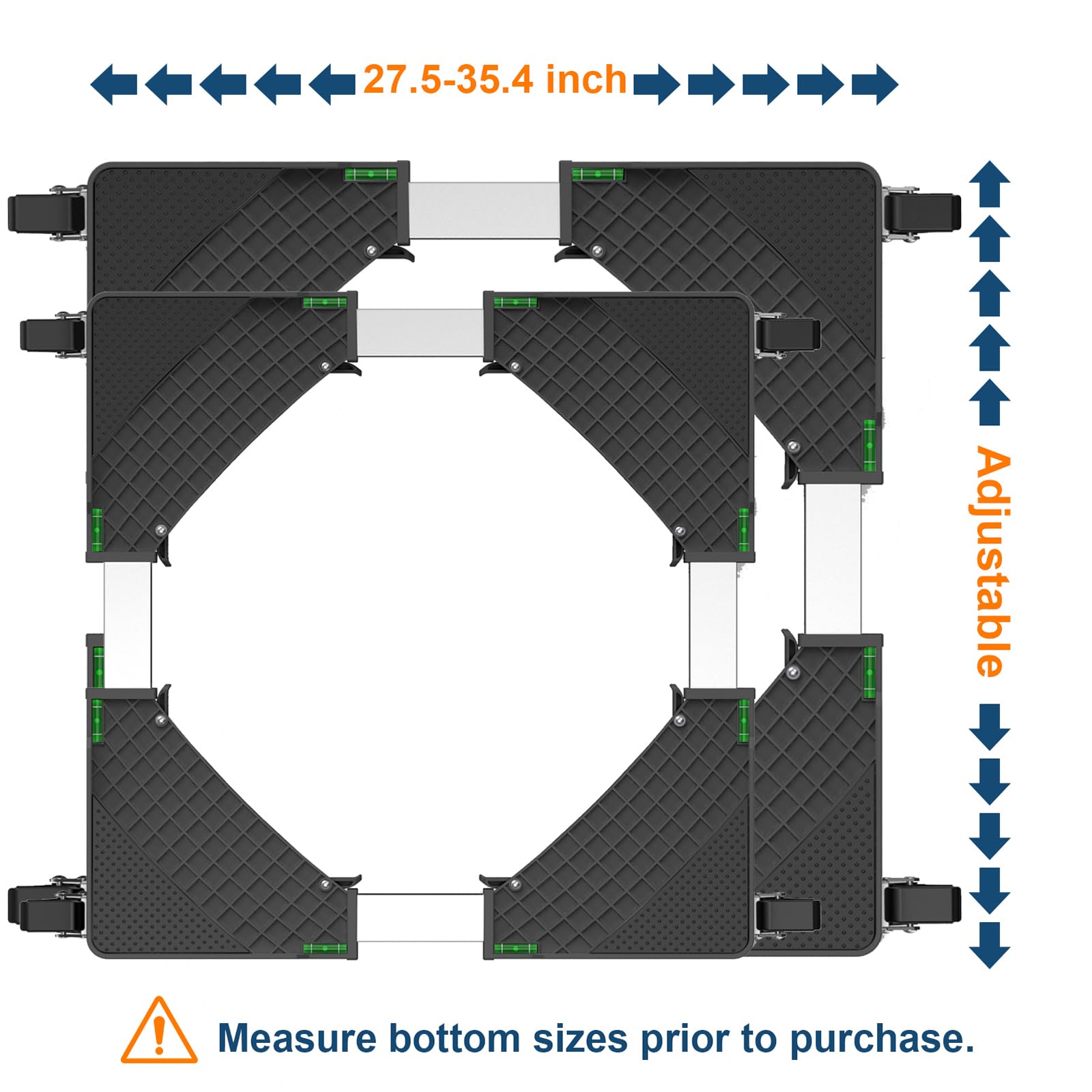 XHGMX Fridge Stand Mobile Base with 8 Locking Wheels and 4 Strong Feet 27.5"-35.4" Adjustable Dolly Washing Machine Stand Base, for Furniture Refrigerator Dryer Stand(Black)