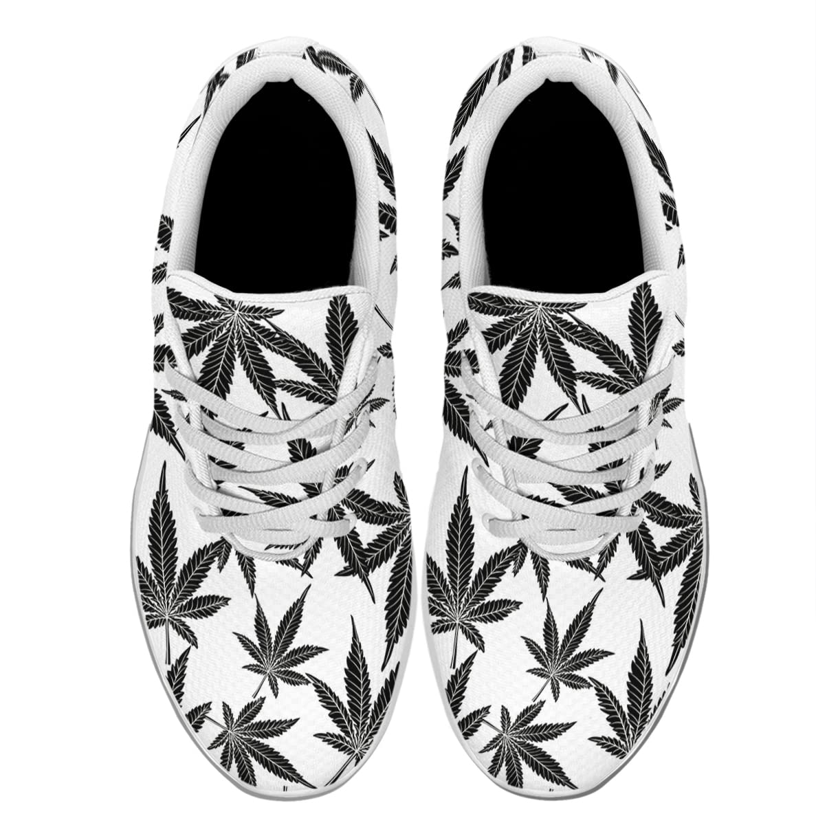 Unisex Marijuana Leaf Shoes Fashion Weed 420 Sneakers Mesh Walking Athletic Cannabis Shoes for Men Women White Size 6