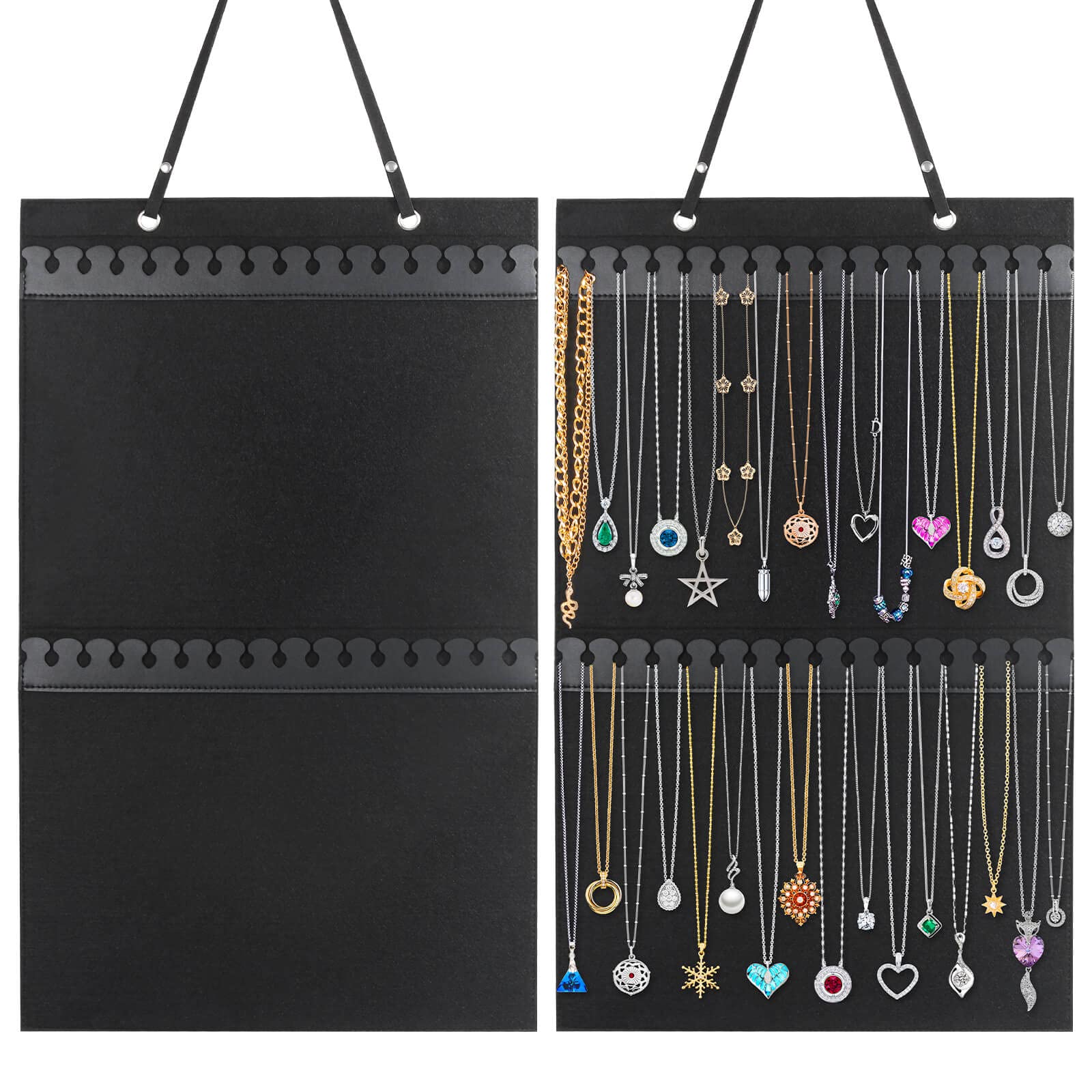 Caffox Hanging Necklaces Holder, Large Jewelry Organizer for Necklaces, Bracelets, and Ankles, Necklaces Display Storage Hanger for Wall, Closet and Door