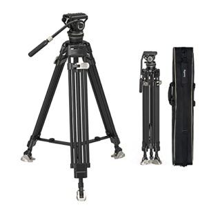 smallrig ad-100 freeblazer heavy-duty carbon fiber tripod system, 78" video tripod with one-step locking system, 360° fluid head and dual-mode quick-release plate, max load 22 lbs for camera -3989