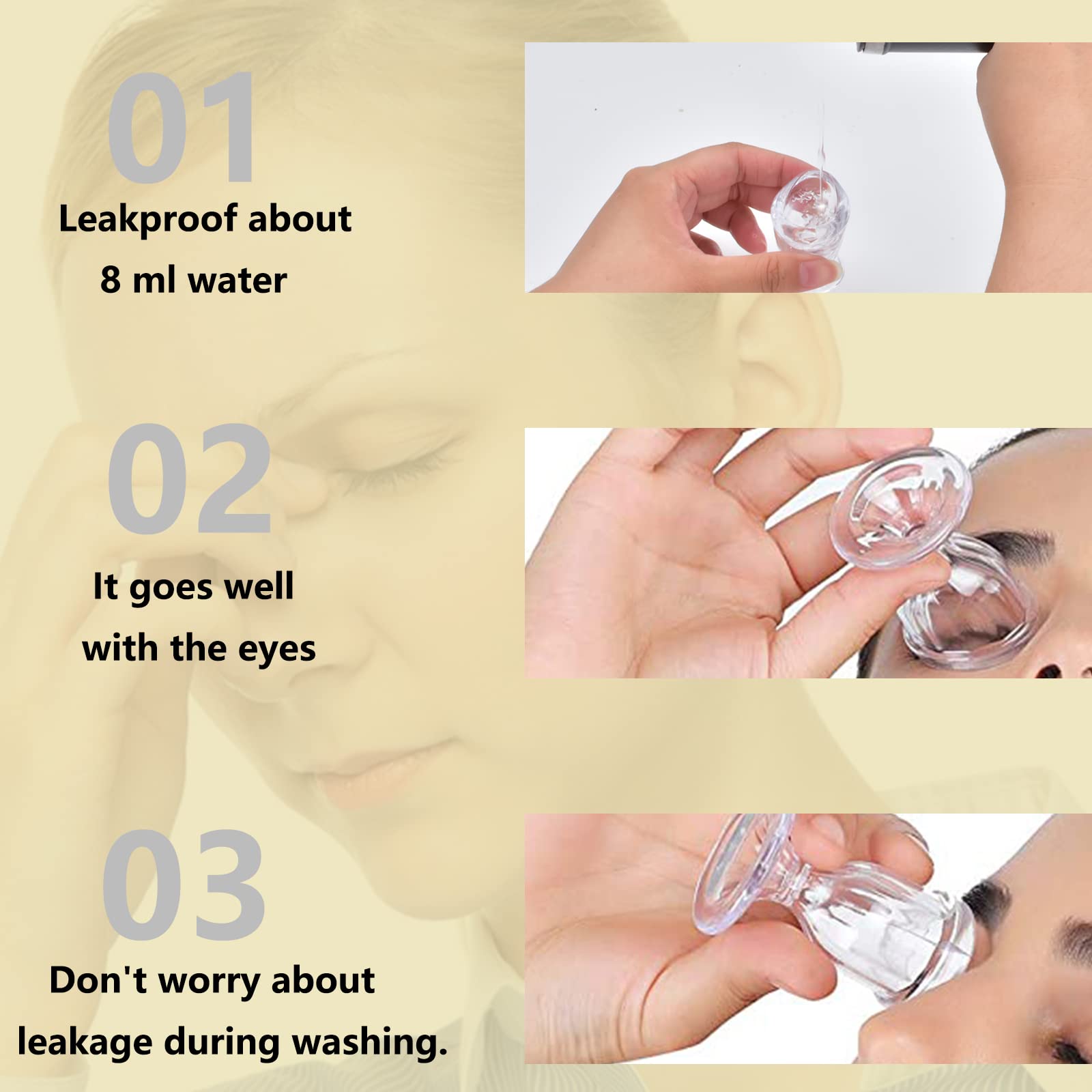 2 Pcs Glass Eye Wash Cup Clear Eye Flush Cup Portable Eye Washing Kit for Eye Rinse