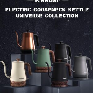 Keebar Gooseneck Electric Kettle, Electric Tea Kettle Stainless Steel, Pour over kettle for Coffee, 1000W Hot Water Kettle Electric Auto Shut Off, 0.8L, Wood-like Grain Finish Handle, Matcha Green