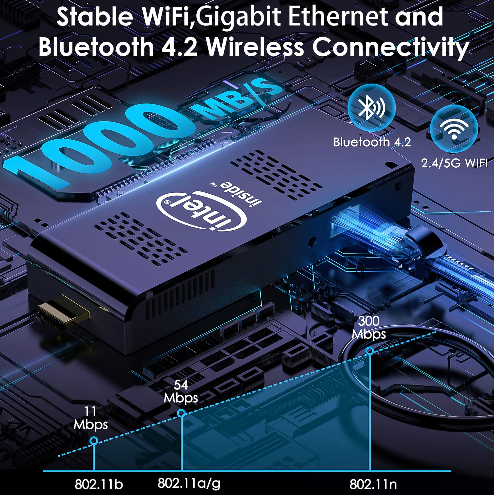 Mini PC Stick Windows 11 Pro,Intel Compute Stick with Celeron N4000(Up to 2.8GHz) Equipped 8GB RAM 512GB M.2 SSD,Micro Computer Support 4K@60Hz Output/WiFi/BT/Gigabit Ethernet