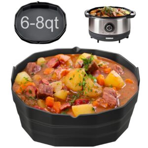 slow cooker liners compatible for crock pot 4-5 qt, reusable silicone divider insert, leakproof & dishwasher safe, bpa free, 3 pcs bundle, black