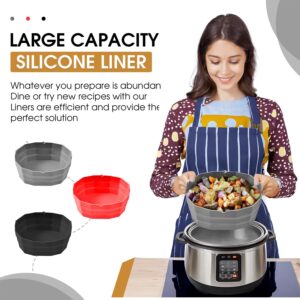 Slow Cooker Liners Compatible for Crock Pot 4-5 QT, Reusable Silicone Divider Insert, Leakproof & Dishwasher Safe, BPA Free, 3 PCS Bundle, Black