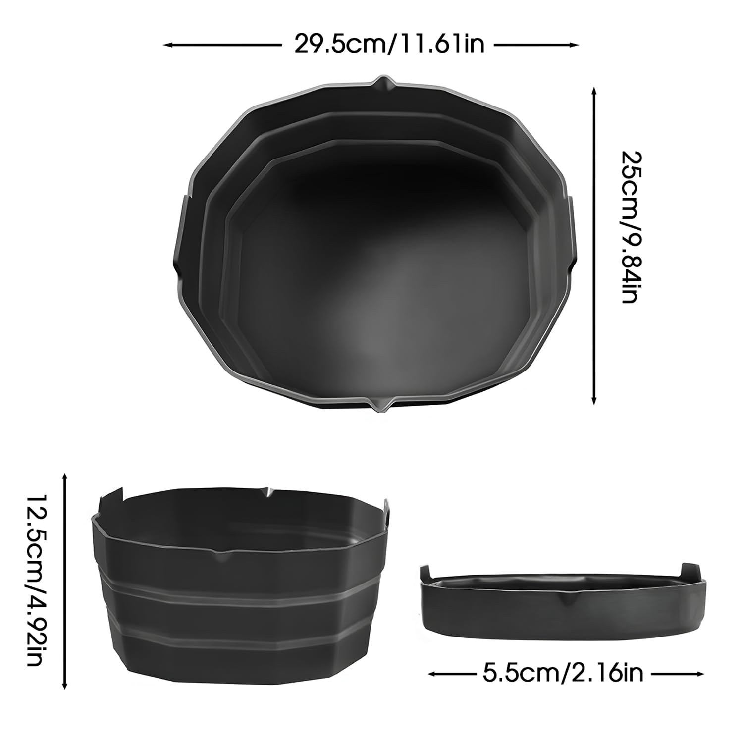 Slow Cooker Liners Compatible for Crock Pot 4-5 QT, Reusable Silicone Divider Insert, Leakproof & Dishwasher Safe, BPA Free, 3 PCS Bundle, Black