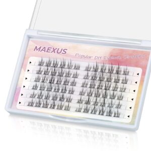 maexus lash clusters diy eyelash extensions 72 clusters lashes natural look individual lashes eyelash clusters extensions wispy lashes cluster diy at home (6/8/10/12 mm)