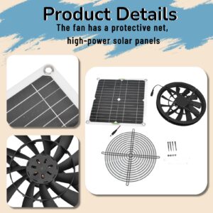 Solar Power Fan, Solar Fan For Greenhouse With 100w Waterproof Solar Panel and 9.8 Inch High Speed Greenhouse Fan, Wall Mount Solar Fan For Chicken Coop, Dog Houses, Greenhouses, Rv Roof