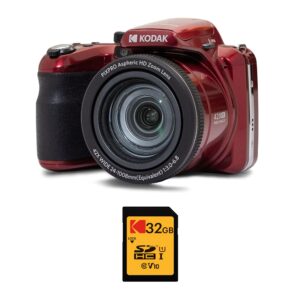 kodak pixpro az425 astro zoom 20mp digital camera with 42x optical zoom (red) with kodak 32gb sd card bundle (2 items)