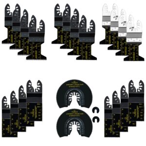 ohros 24pcs titanium oscillating saw blades professional universal multitool blades for wood plastics metal fit dewalt ryobi quick release multi tool blades kits all purpose cutting coping tools