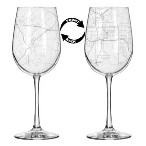 16 oz Tall Stemmed Wine Glass for Red or White Wine Wrap Around City Map Atlanta, GA Georgia