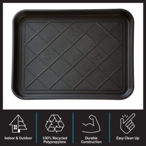 Stalwart All-Weather Boot Tray, Indoor Outdoor Doormat for All Seasons, 2 pk Small, Black