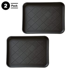 Stalwart All-Weather Boot Tray, Indoor Outdoor Doormat for All Seasons, 2 pk Small, Black