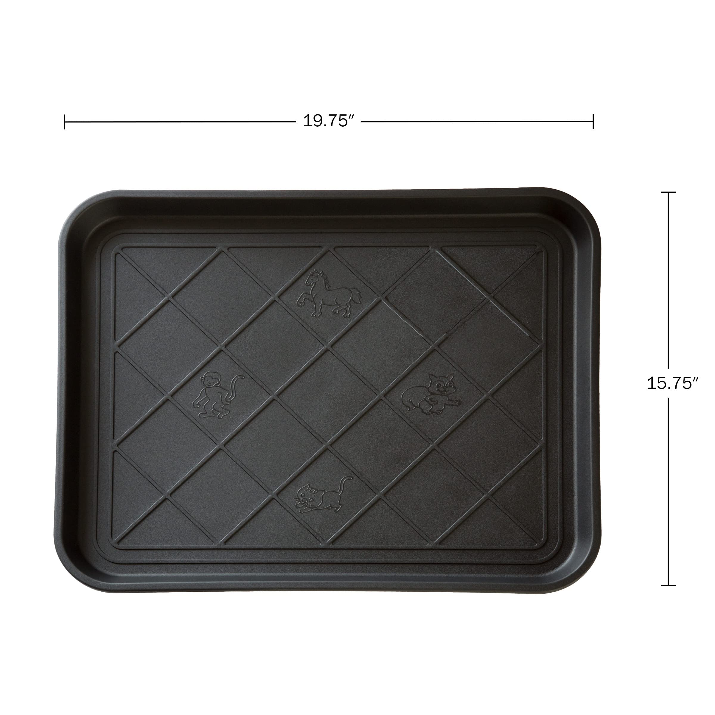 Stalwart All-Weather Boot Tray, Indoor Outdoor Doormat for All Seasons, 2 pk Small, Black