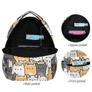 Miaoquhe Cute Cats Backpack for Girls Teenage, Cartoon Animal Backpacks Waterproof Durable School Backpack Personalized Laptop for Hiking Traveling Camping