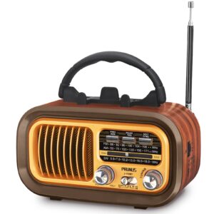 prunus j-150 small retro vintage radio bluetooth, portable radio am fm transistor, d battery operated radio/usb rechargeable radio, tws, support tf card/usb playing