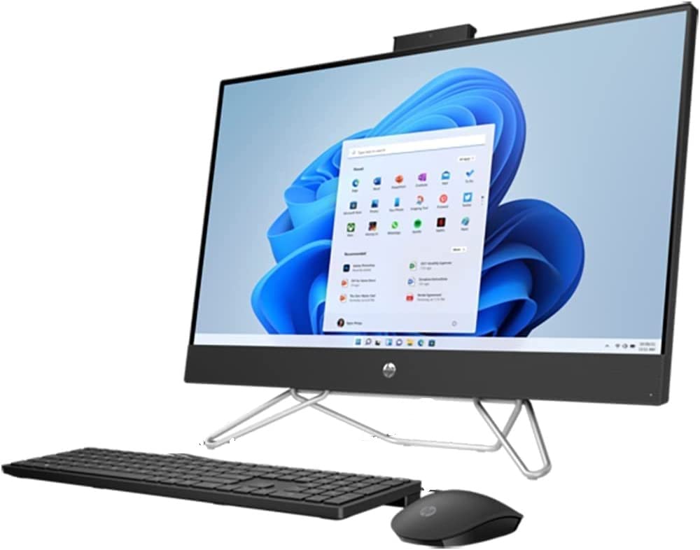 HP 27" FHD All-in-One Desktop, Intel Core i7-1255U Processor, 12GB RAM 256GB SSD, WiFi, Bluetooth, Webcam, Wireless Keyboard & Mouse, Windows 11 Pro, Black