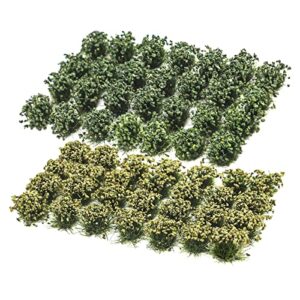 foimas 56pcs miniature green bushy tufts lowland shrubs tuft terrain model static scenery for diy craft train landscape railroad scenery sand military layout model war gaming terrain