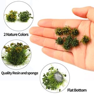 FOIMAS 56pcs Miniature Green Bushy Tufts Lowland Shrubs Tuft Terrain Model Static Scenery for DIY Craft Train Landscape Railroad Scenery Sand Military Layout Model War Gaming Terrain