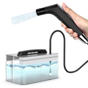 coswe portable travel bidet electric rechargeable handheld personal bidet sprayer for hygiene cleaning for toilet with 2.3 liters water container (black), liuw_jp2201