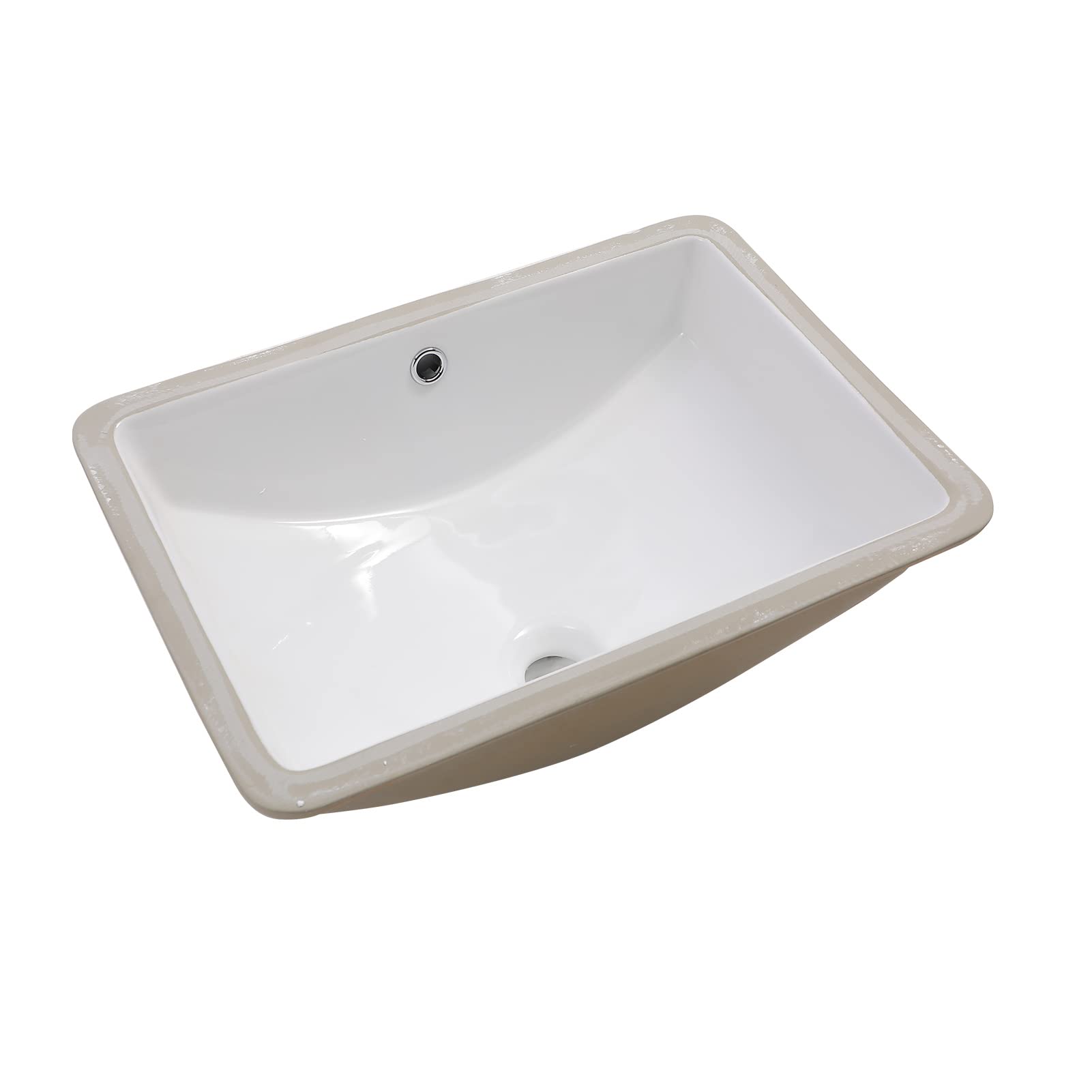 Undermount Bathroom Sink - Sarlai 21 x 14 inch Rectangular Vessel Sink Undermount Modern White Ceramic Rectangle Sink, Vanity Sink Art Basin with Overflow, Interior Bowl Size 18.3"x12.5"x6"