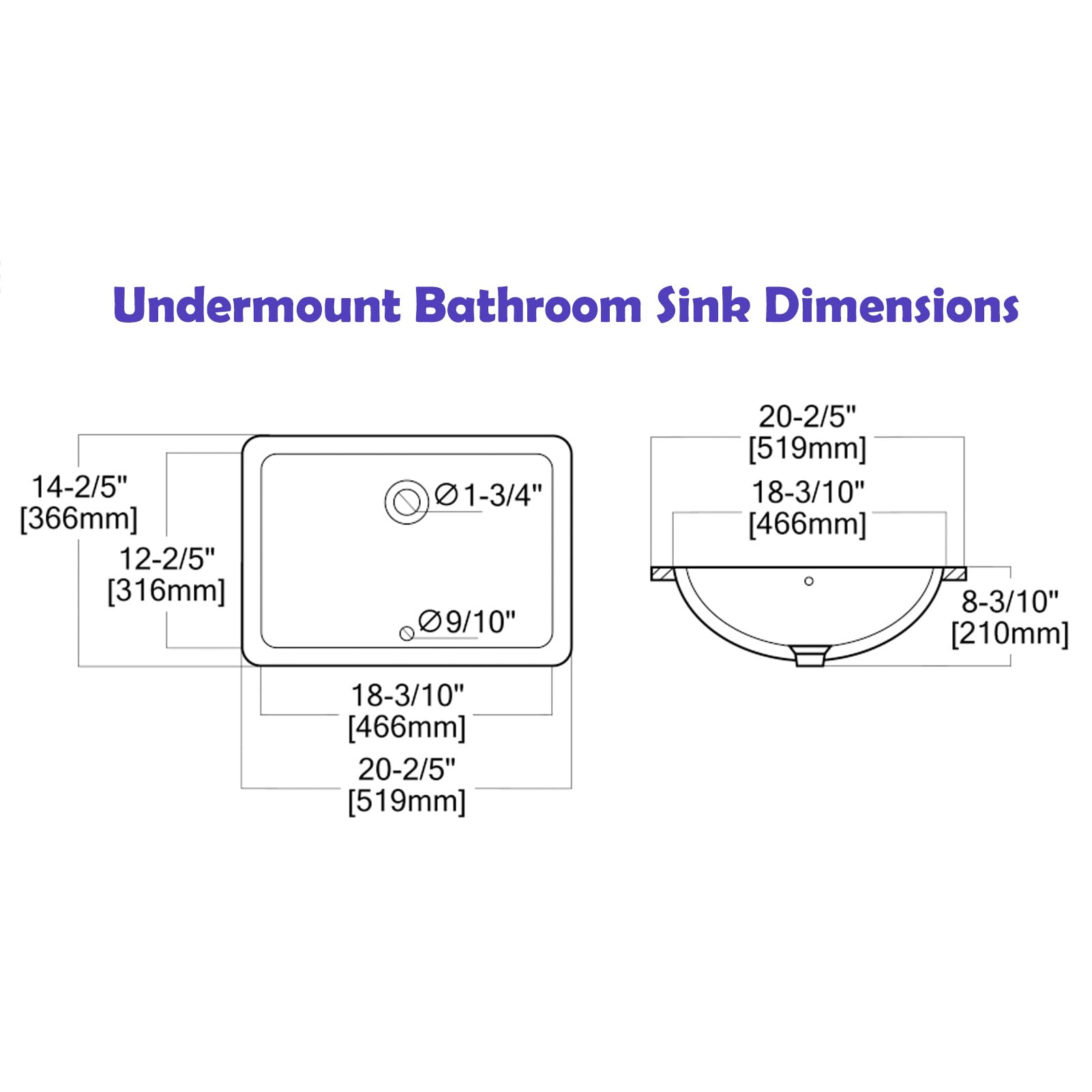 Undermount Bathroom Sink - Sarlai 21 x 14 inch Rectangular Vessel Sink Undermount Modern White Ceramic Rectangle Sink, Vanity Sink Art Basin with Overflow, Interior Bowl Size 18.3"x12.5"x6"