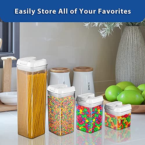 Lifetime Home 14 PACK Airtight Food Storage Containers Set w/Lids for Kitchen & Pantry Organization - BPA-Free for Cereal, Pasta, Rice, Vegetables & Flour - Free Labels & Marker - WHITE