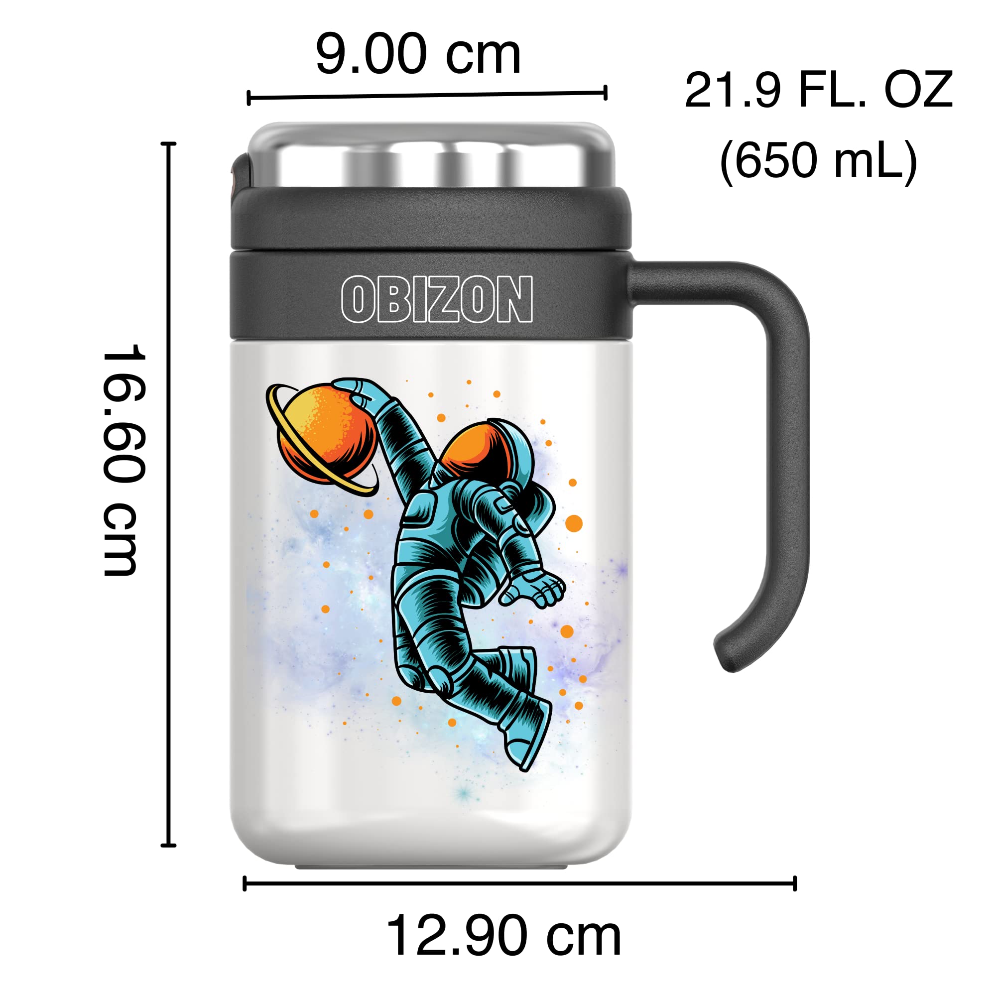 OBIZAN Personalized Tumbler Photo Mug - Insulated Custom Tumbler Coffee Mug with Photo, Text, Logo - Customized Gift Flask - 20oz Stainless Steel - Double Walled Travel Thermos with Handle