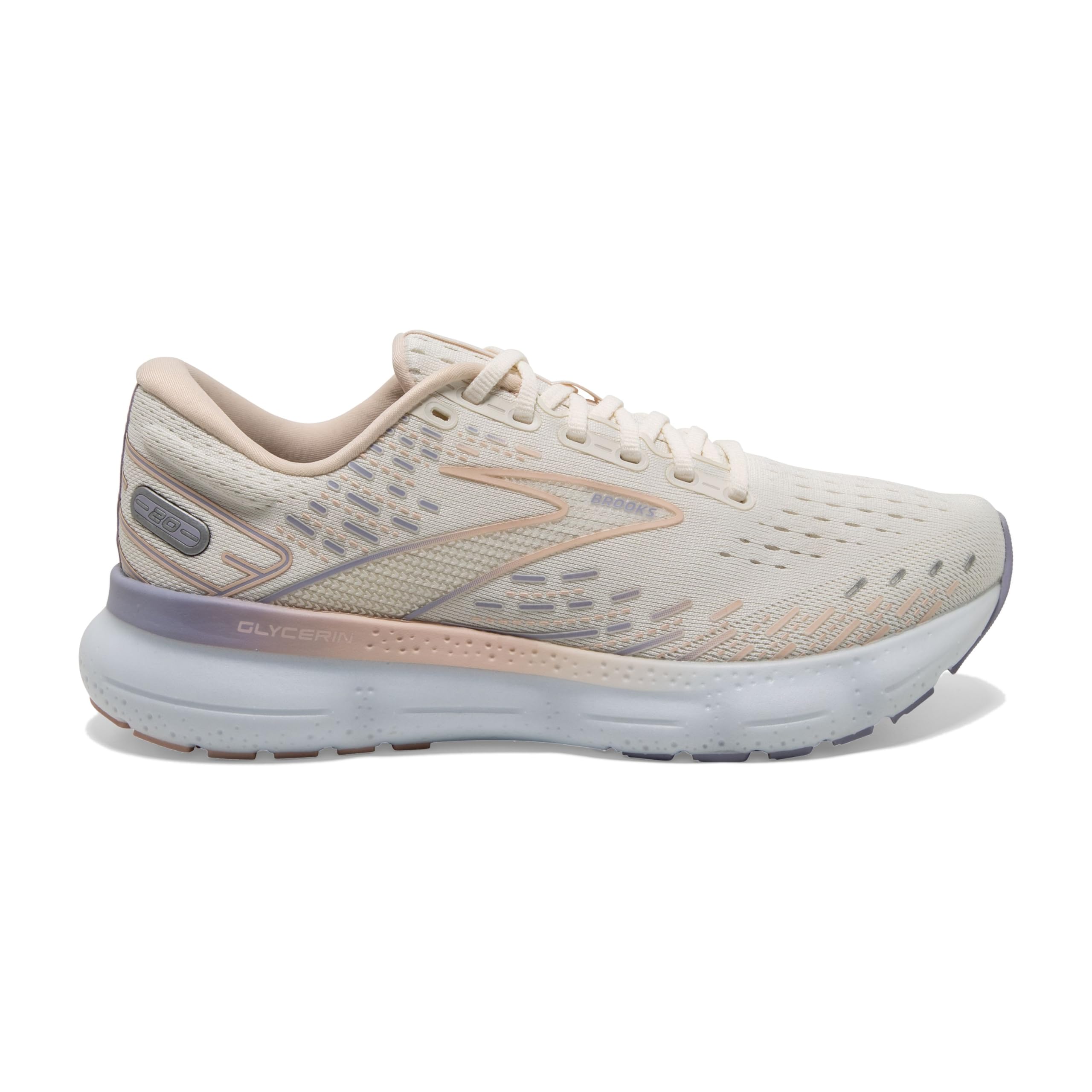 Brooks Women's Glycerin 20 Neutral Running Shoe - Snow White/Blush/Cosmic Sky - 9.5 Medium