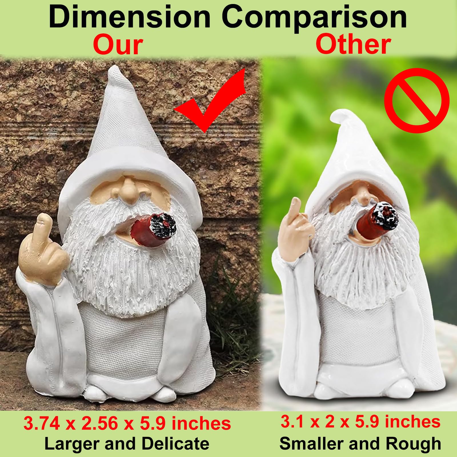 Lethogety Middle Finger Figurine Ornaments, Funny Garden Gnomes Outdoor Statues 5.9 Inch Naughty Smoking Wizard Dwarf Sculpture Decoration for Lawn Patio Outside Yard Decor Housewarming Easter Gift