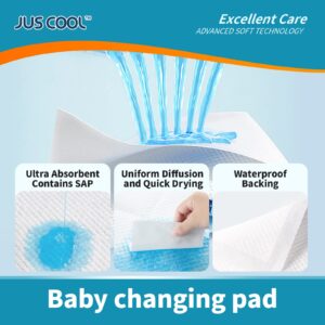 JUS COOL Baby Disposable Changing Pads, 13”x 18”(200+1 Count) Underpads Portable Diaper Changing Pads, Soft Bed Pads Ultra Absorbent and Waterproof