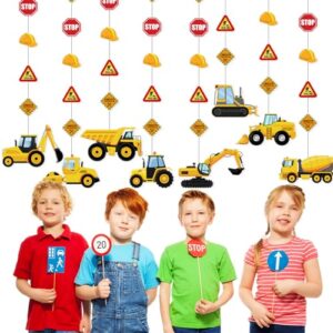 Faccito 8 Packs Construction Party Banner Decorations Traffic Zone Birthday Paper Garland Construction Birthday Paper Hanging Cutouts for Kids Boy Construction Theme Dump Truck Birthday Party Supplies