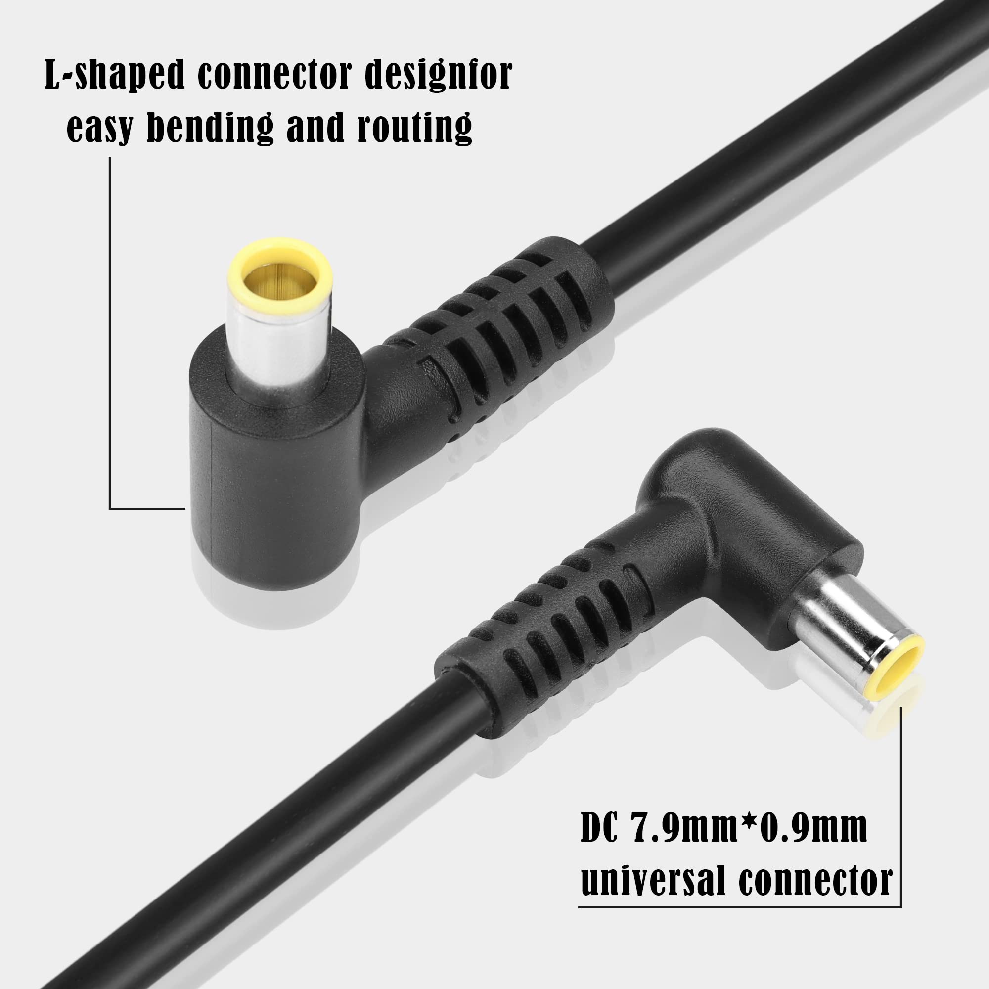 GINTOOYUN DC7909 Y Splitter Power Cable 14AWG DC7.9mmx0.9mm Right Angle 90 Degree Male to DC7.9mmx0.9mm Double Female Adapter Cable for Solar Panel, RV,Portable Charging Station, etc(2FT)