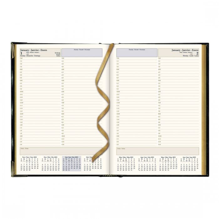 Brownline 2024 Executive Daily Planner, Appointment Book, 12 Months, January to December, Sewn Binding, 10.75" x 7.75", Trilingual, Black (CBE514-24)