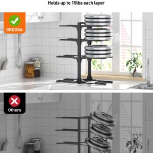 ORDORA Pots and Pans Organizer: under Cabinet, 21" Height Heavy Duty 120LBS Pots Pans Organizer Rack for under Cabinet 8-Tier Adjustable for Big Stockpots, Dutch Ovens, Cast-iron Pans, Heavy Cookware