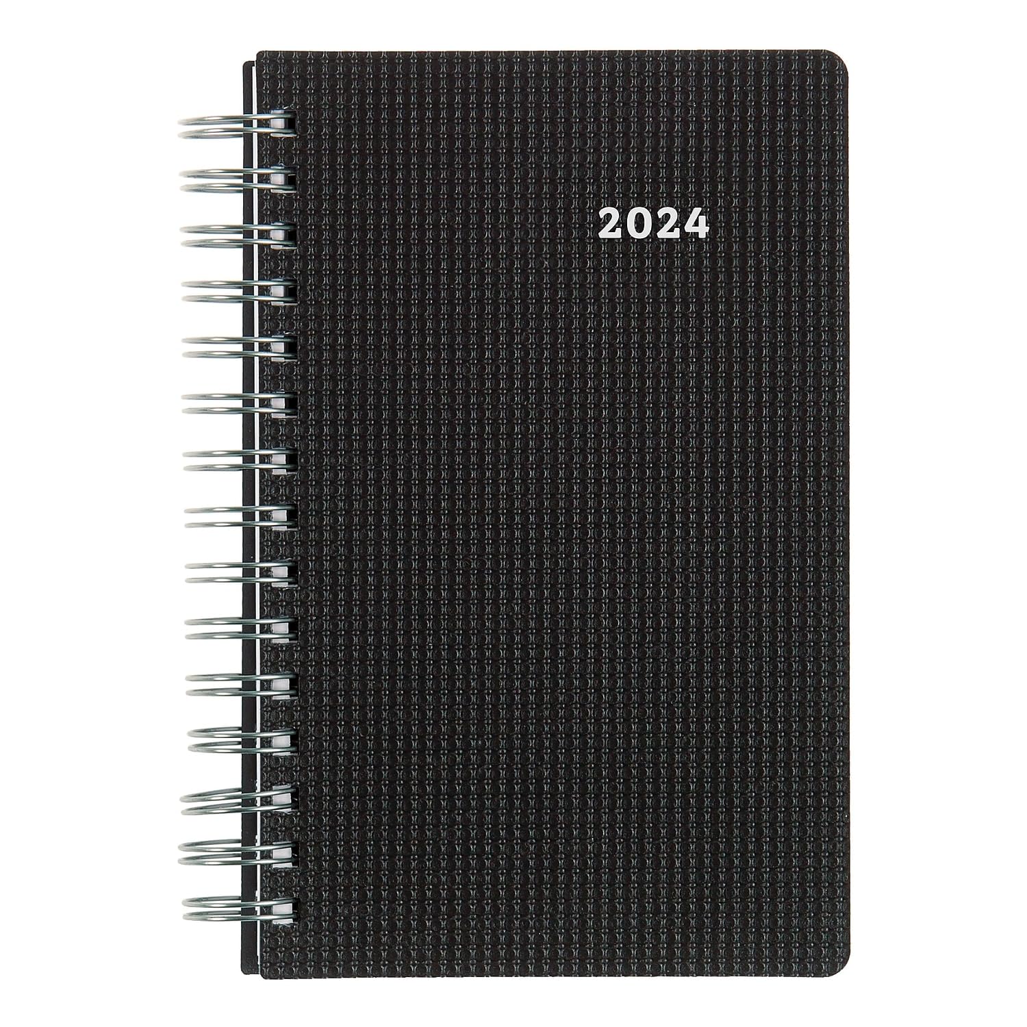 Brownline 2024 DuraFlex Daily/Monthly Planner, Appointment Book, 12 Months, January to December, Twin-Wire Binding, 8" x 5", Black (CB634V.BLK-24)