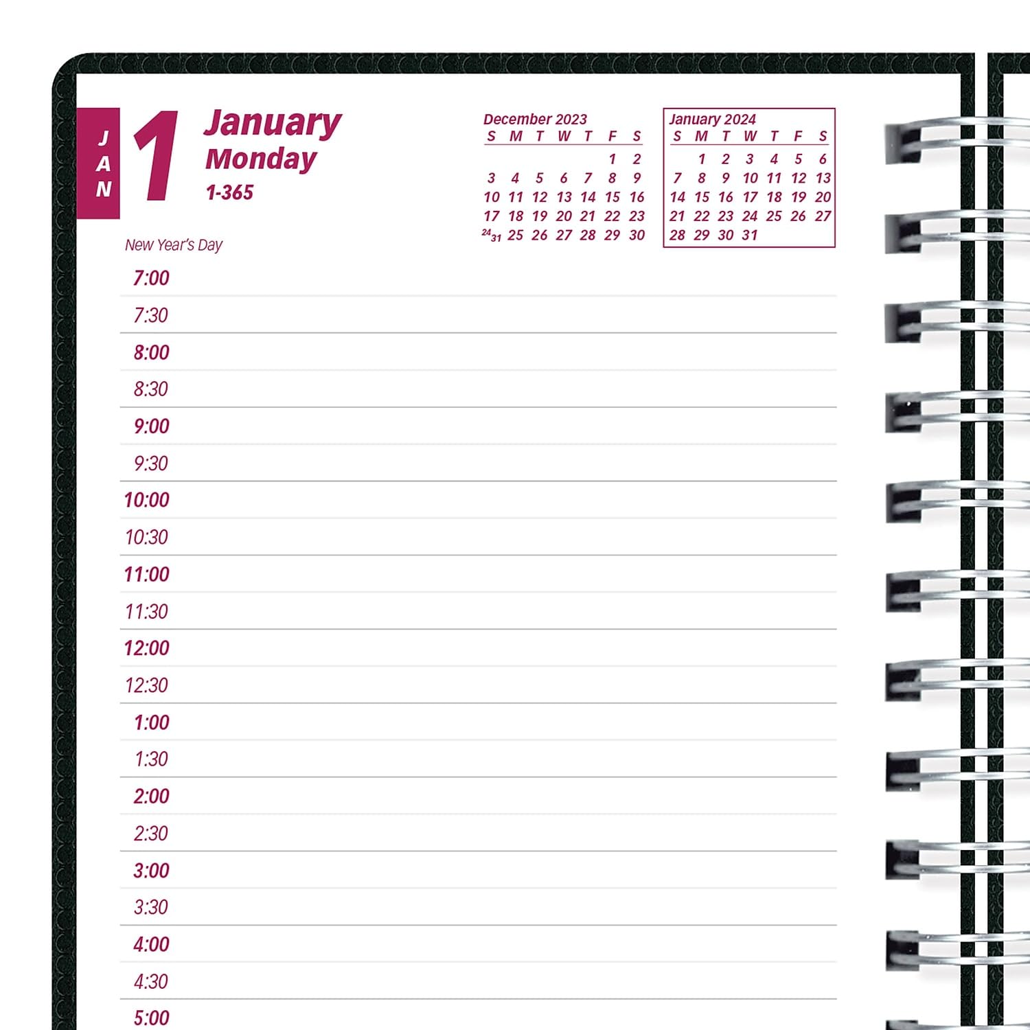 Brownline 2024 DuraFlex Daily/Monthly Planner, Appointment Book, 12 Months, January to December, Twin-Wire Binding, 8" x 5", Black (CB634V.BLK-24)