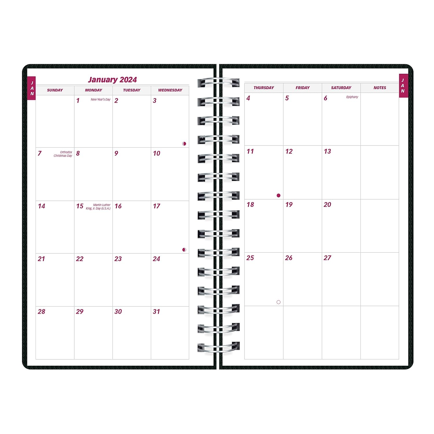 Brownline 2024 DuraFlex Daily/Monthly Planner, Appointment Book, 12 Months, January to December, Twin-Wire Binding, 8" x 5", Black (CB634V.BLK-24)