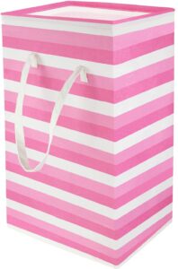 clocor 75l pink girl laundry hamper,freestanding kids laundry basket,lightweight tall baby girls room baskets,collapsible nursery hamper,waterproof large toys storage bins(pink hamper)