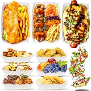 MotBach 100 Pack 3lb Paper Food Trays,Disposable Greaseproof Kraft Checkered Carnival Food Serving Take Out Basket Tray Boat for Snacks Fries Nachos Popcorn Hot Dogs Carnival Wedding Party Picnic