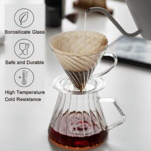 Vandroop Coffee Dripper, Resuable Pour Over Coffee Maker With Handle, Slow Brewing Coffee Pour Over for Cafe, Travel, Home&Offices, Single Cup Coffee Pour Over, 02 (Borosilicate Glass, 1-4 Cups)