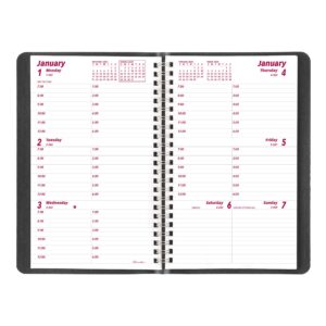 Brownline 2024 Essential Weekly/Monthly Planner, 12 Months, January to December, Twin-Wire Binding, 8.5" x 6.75", Black (CB850.BLK-24)